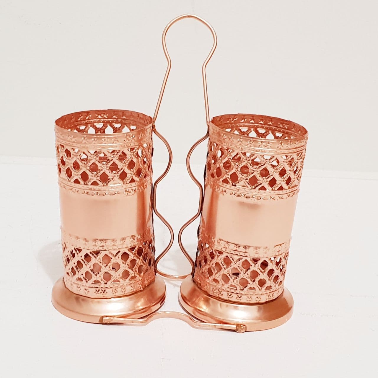 Pure Copper Kitchen Twin Utensil Holder Organizer - persiancraftsgallery